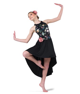 Black Floral Lyrical Dress Dance Costume | A Wish Come True